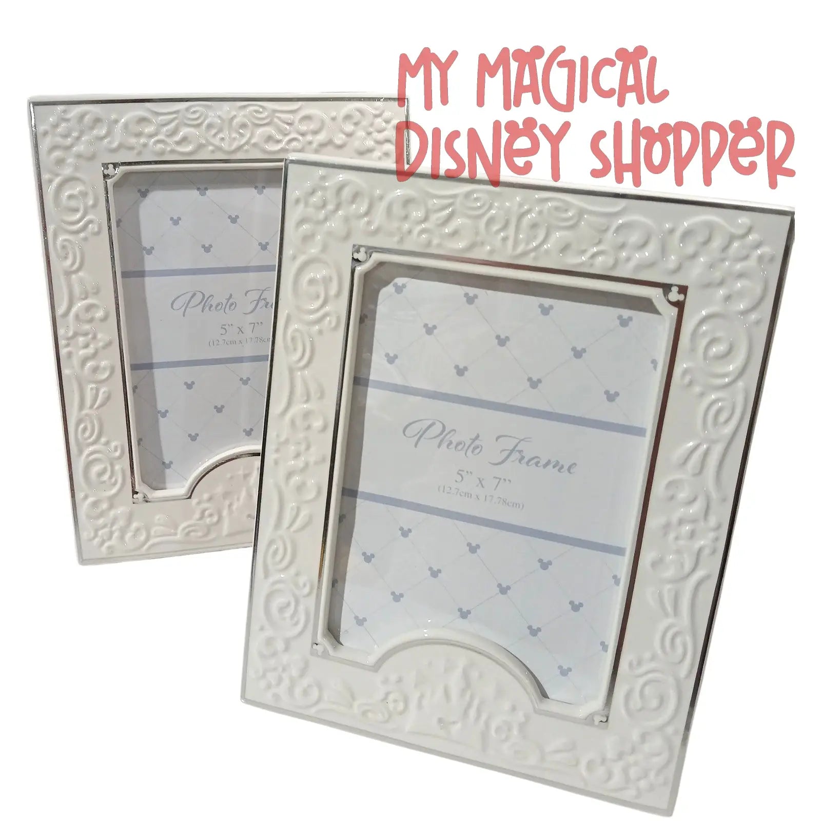 Disney Castle Embossed White Photo Frame – 5x7 with Hidden Mickey Acce ...